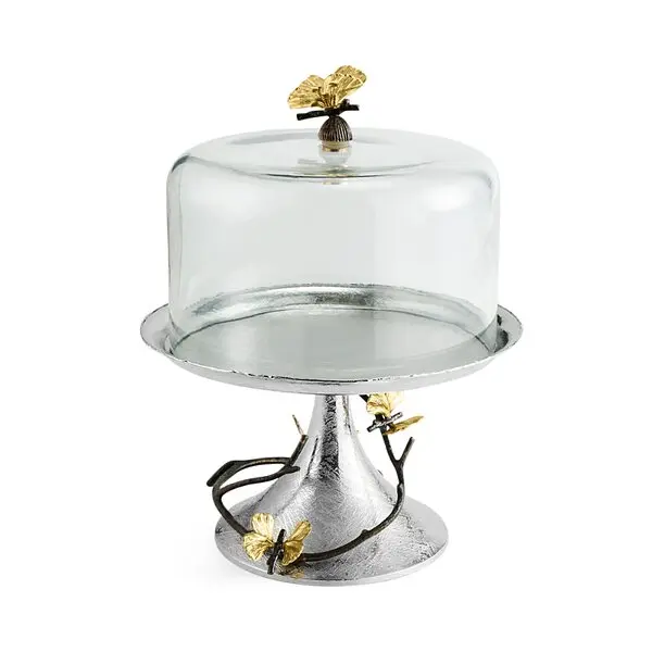 Michael Aram Butterfly Ginkgo Pastry Dish With Dome - Silver