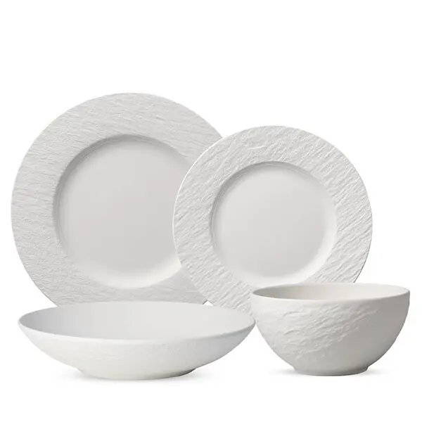VILLEROY & BOCH Manufacture Rock Blanc 4 Piece Place Setting - White