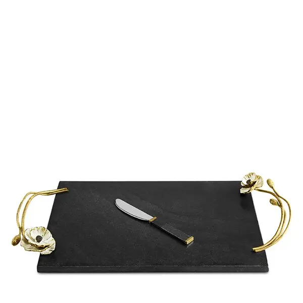 Michael Aram Anemone Large Cheeseboard With Spreader - Black