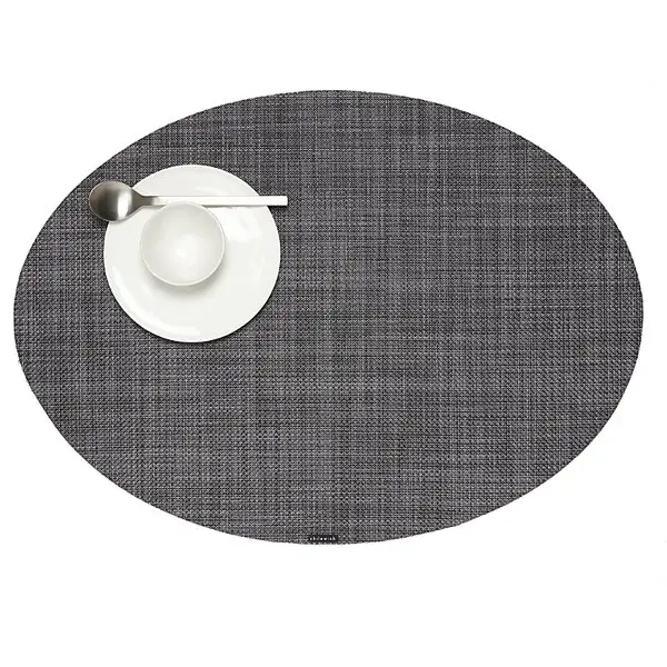 CHILEWICH Mini Basketweave Oval Placemat - Cool Grey