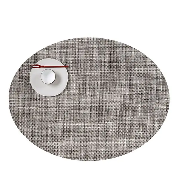 CHILEWICH Mini Basketweave Oval Placemat - Gravel