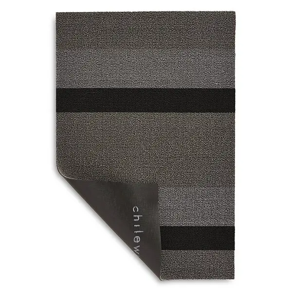 CHILEWICH Bold Stripe Shag Floor Mat, 24 X 36 - Silver/black