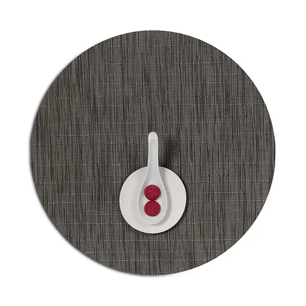 CHILEWICH Bamboo Round Placemat - Gray Flannel