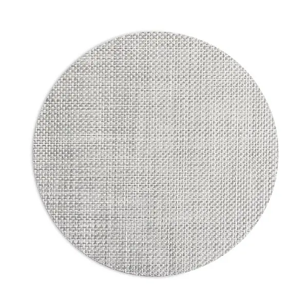 CHILEWICH Basketweave Round Placemat - White/silver