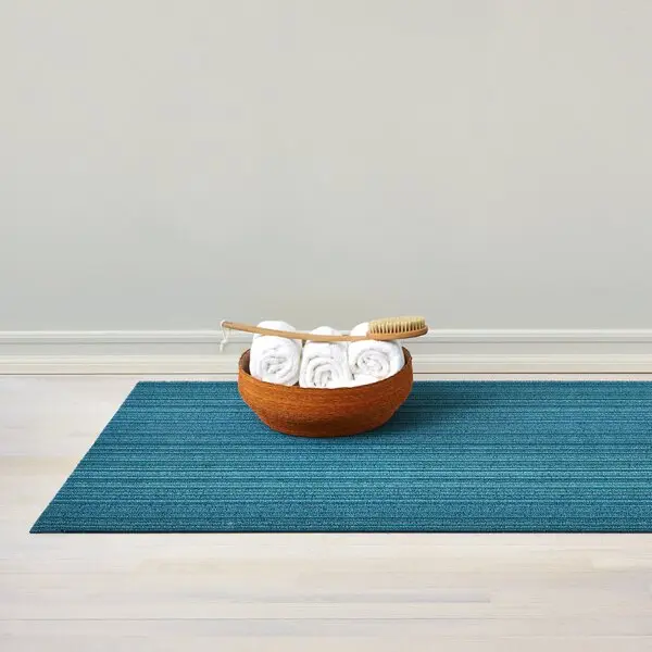 CHILEWICH Skinny Stripe Shag Big Mat, 36 X 60 - Turquoise