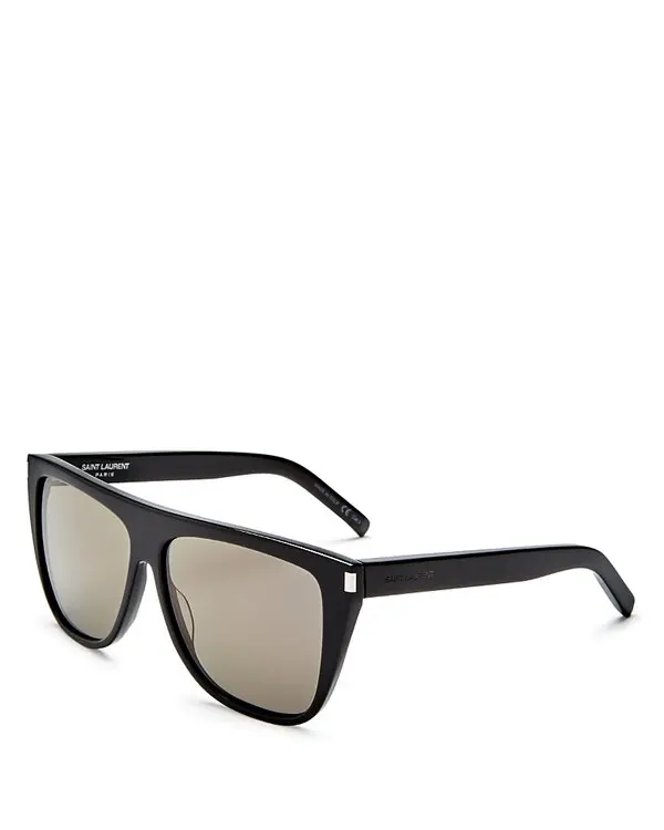 Saint Laurent Flat Top Square Sunglasses 59mm - Black/smoke Solid