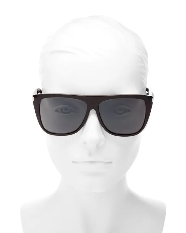 Saint Laurent Flat Top Square Sunglasses 59mm - Black/smoke Solid
