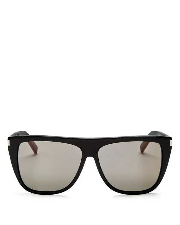 Saint Laurent Flat Top Square Sunglasses 59mm - Black/smoke Solid