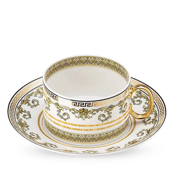 Versace Virtus Gala Tea Cup & Saucer - White