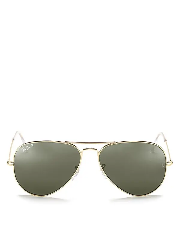 Ray-ban Original Polarized Brow Bar Aviator Sunglasses - Gold/green Polarized Solid
