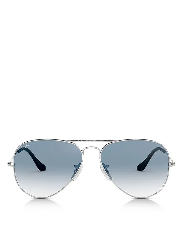 Ray-ban Original Brow Bar Aviator 58mm Sunglasses - Silver/crystal Gradient Light Blue