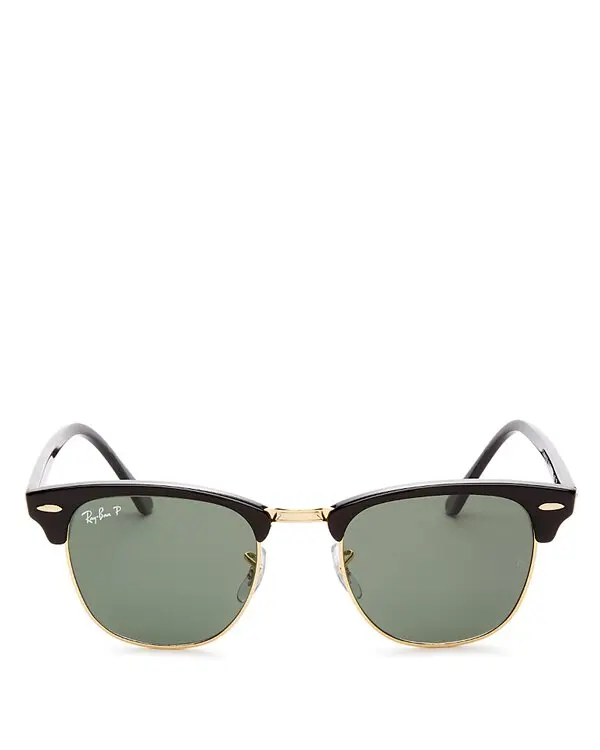 Ray-ban Polarized Classic Clubmaster Sunglasses - Black/gold/gray Solid