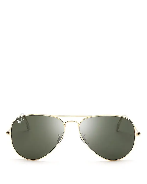 Ray-ban Original Brow Bar Aviator Sunglasses, 58mm - Gold/dark Green Solid