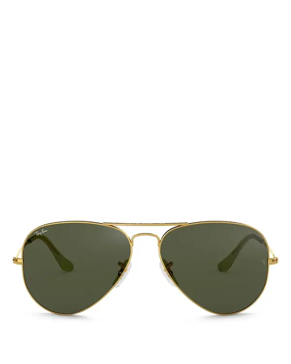 Ray-ban Original Brow Bar Aviator Sunglasses, 58mm - Gold/dark Green Solid