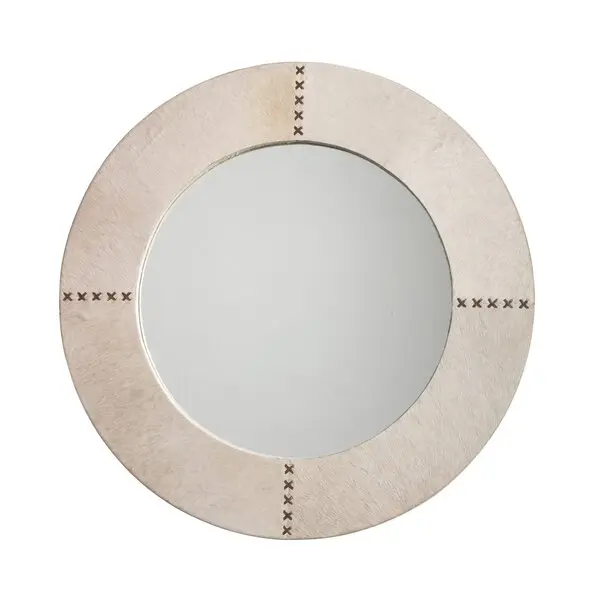 JAMIE YOUNG CO. Round Cross Stitch Mirror - White Hide