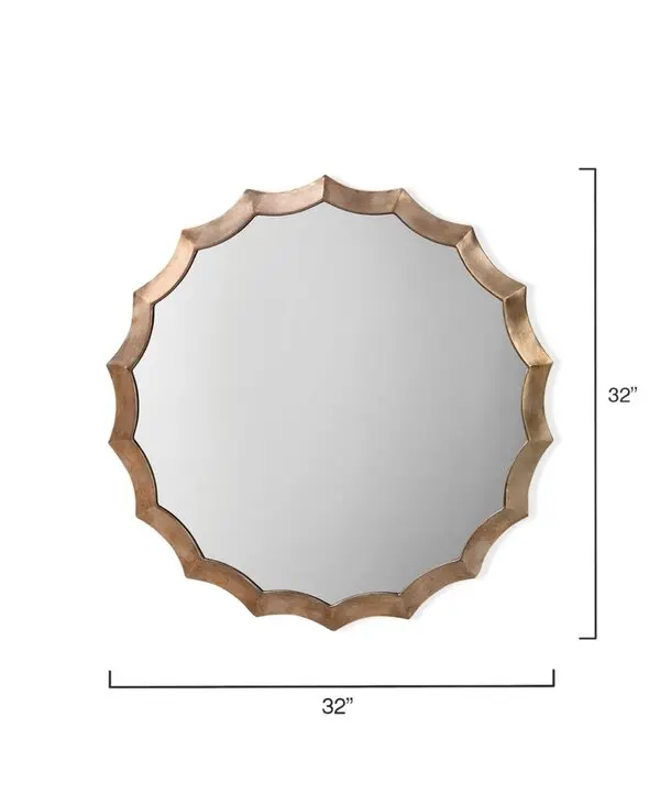 JAMIE YOUNG CO. Round Metal Scalloped Wall Mirror