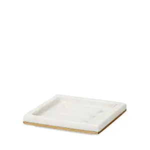 SFERRA Pietra Marble Soap Dish - White/gold