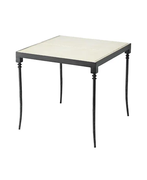 JAMIE YOUNG CO. Nevado Side Table - Off White Leather Black Steel