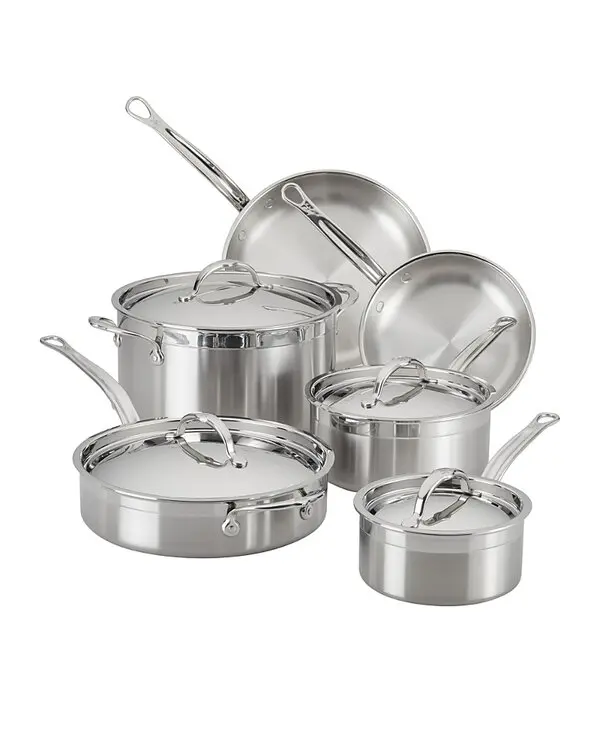 HESTAN Probond Forged 10-piece Professional Clad Stainless Steel Cookware Set - Silver