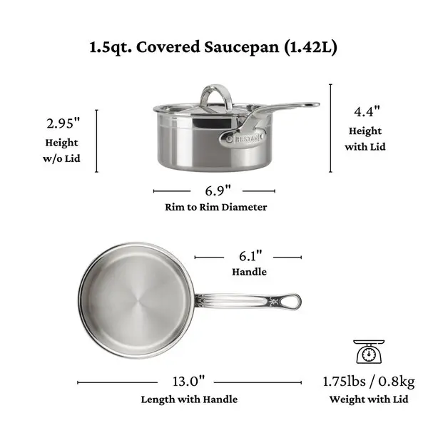 HESTAN Probond Forged 10-piece Professional Clad Stainless Steel Cookware Set - Silver