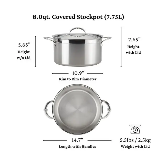 HESTAN Probond Forged 10-piece Professional Clad Stainless Steel Cookware Set - Silver