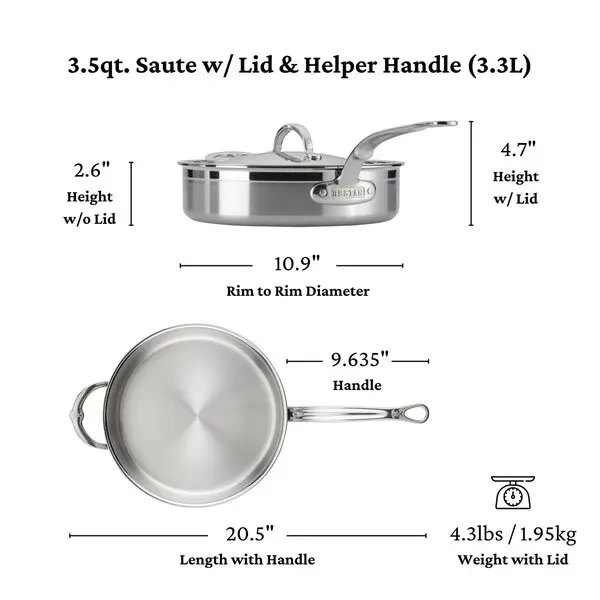 HESTAN Probond Forged 10-piece Professional Clad Stainless Steel Cookware Set - Silver