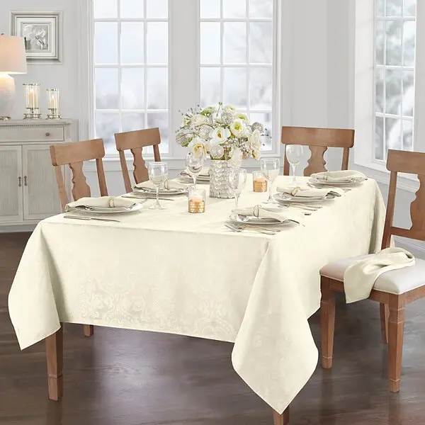 ELRENE HOME FASHIONS Caiden Elegance Damask Oblong Tablecloth, 52 X 70 - Ivory