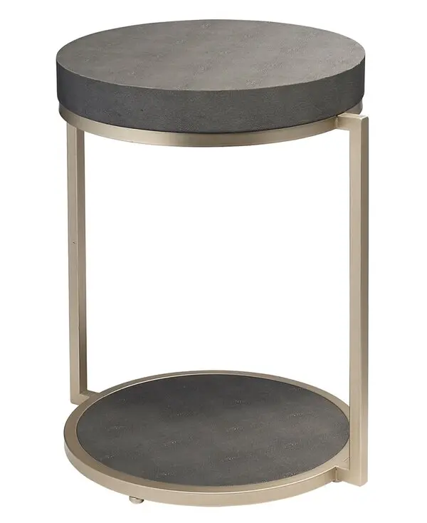 JAMIE YOUNG CO. Chester Faux Leather Shagreen Round Side Table - Dark Grey