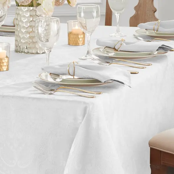 ELRENE HOME FASHIONS Caiden Elegance Damask Oblong Tablecloth, 60 X 84