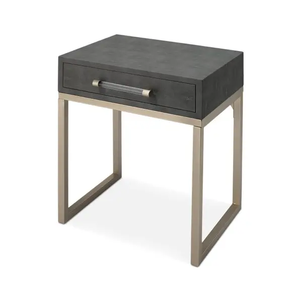 JAMIE YOUNG CO. Kain Faux Leather Shagreen Side Table - Dark Grey