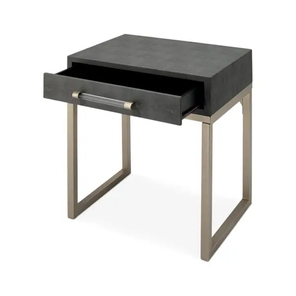 JAMIE YOUNG CO. Kain Faux Leather Shagreen Side Table - Dark Grey