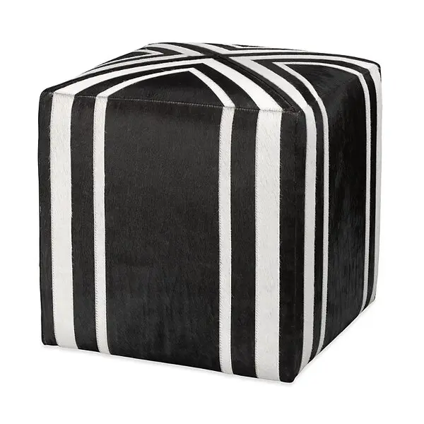 JAMIE YOUNG CO. Nantucket Criss Cross Hide Ottoman - Black