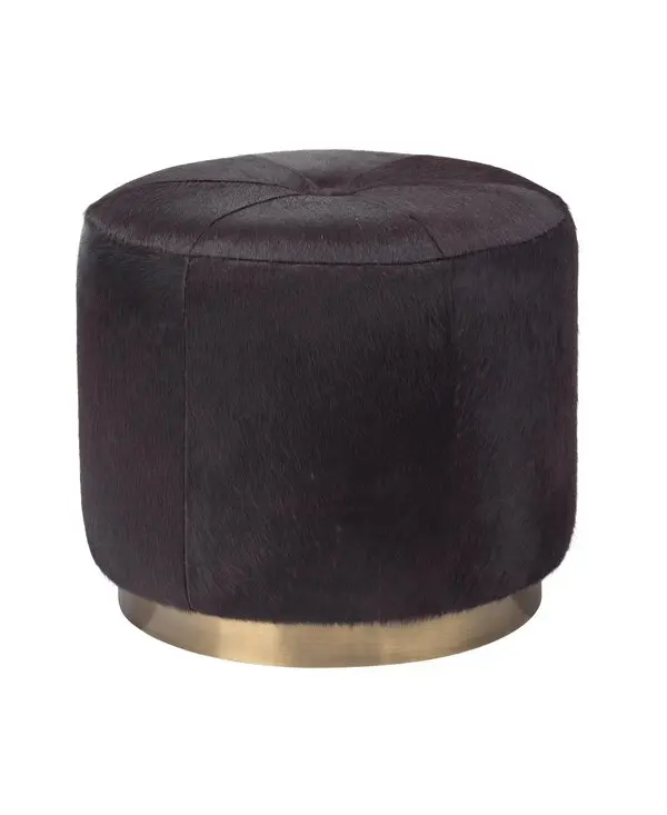 JAMIE YOUNG CO. Thackery Hide On Roud Small Pouf - Brown