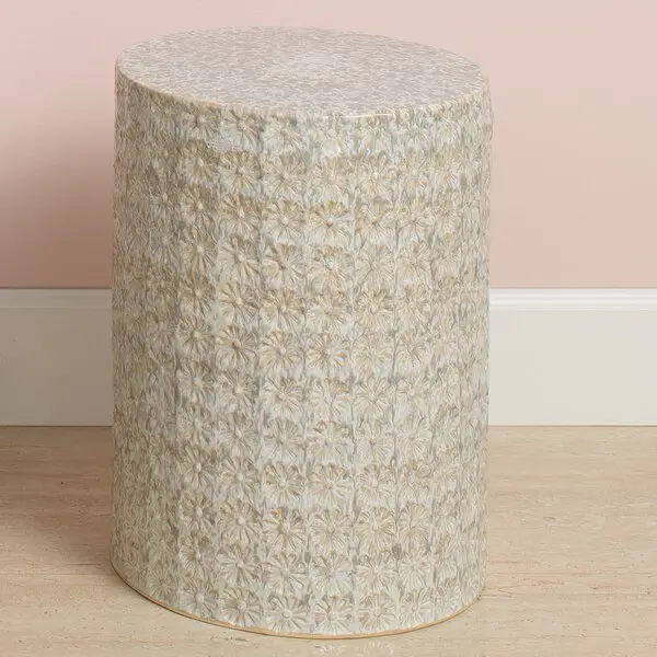JAMIE YOUNG CO. Wildflower Indoor/outdoor Ceramic Side Table - Cream