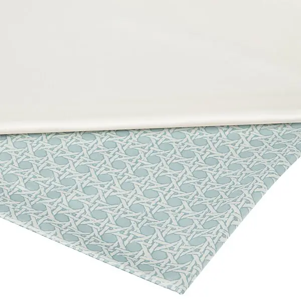 Gingerlily Silk Rattan Flat Sheet, Queen - Blue/ivory