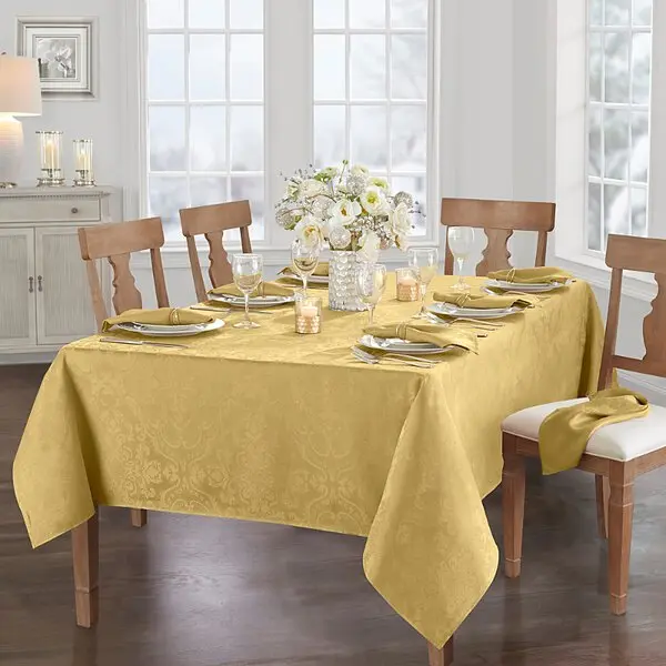 ELRENE HOME FASHIONS Caiden Elegance Damask Oblong Tablecloth, 60 X 144 - Gold