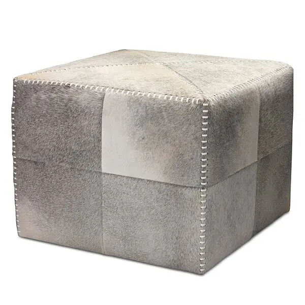JAMIE YOUNG CO. Hair On Hide Large Ottoman - Grey