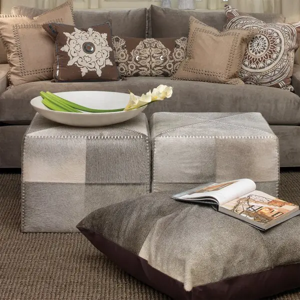 JAMIE YOUNG CO. Hair On Hide Large Ottoman - Grey