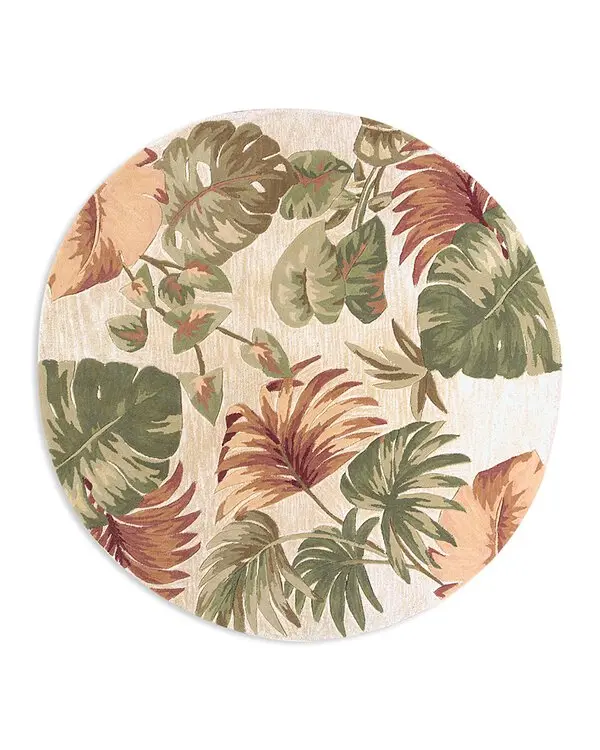 Kas Sparta Palm Leaves Round Area Rug, 7'6 X 7'6 - Beige