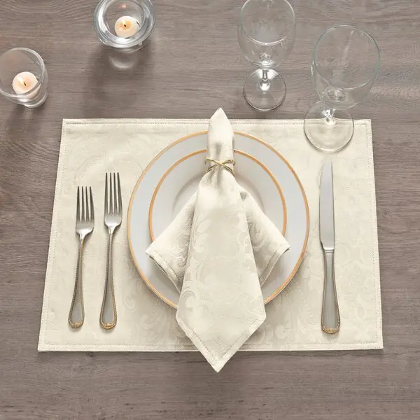 ELRENE HOME FASHIONS Caiden Elegance Damask Napkins, Set Of 4 - Ivory