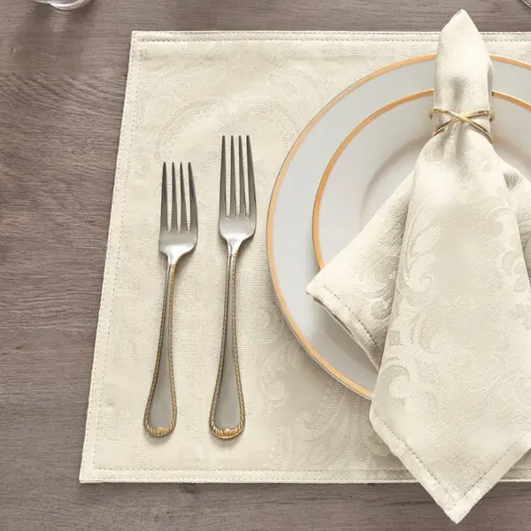 ELRENE HOME FASHIONS Caiden Elegance Damask Napkins, Set Of 4 - Ivory