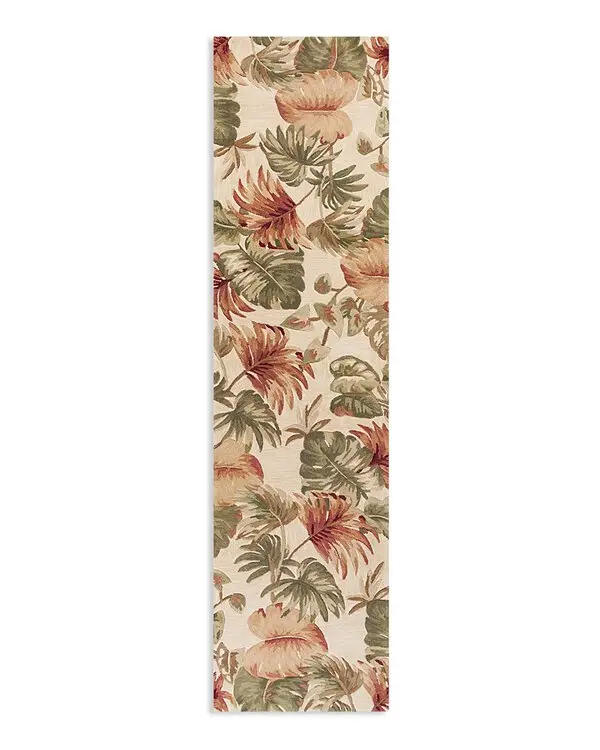 Kas Sparta Palm Leaves Runner Area Rug, 2'6 X 10 - Beige