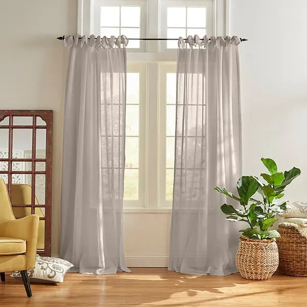 ELRENE HOME FASHIONS Vienna Tie-top Sheer Curtain Panel, 52 X 95 - Gray