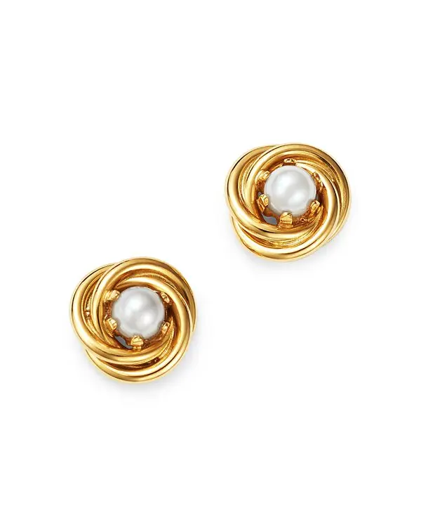 Bloomingdale'S Cultured Freshwater Pearl Knot Earrings - White/gold