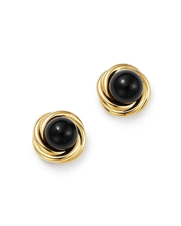 Bloomingdale'S 14k Yellow Gold Onyx Swirl Stud Earrings - Black/gold
