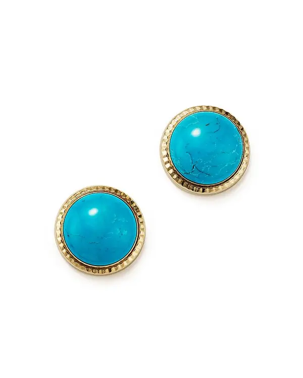 Bloomingdale'S 14k Yellow Gold Turquoise Stud Earrings - Turquoise/gold