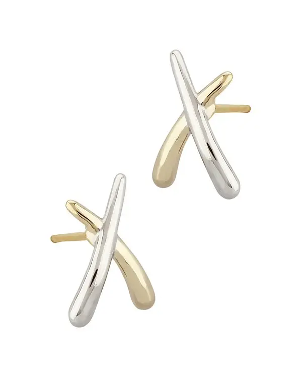 Bloomingdale'S 14k Gold Crossover Stud Earrings - White/gold