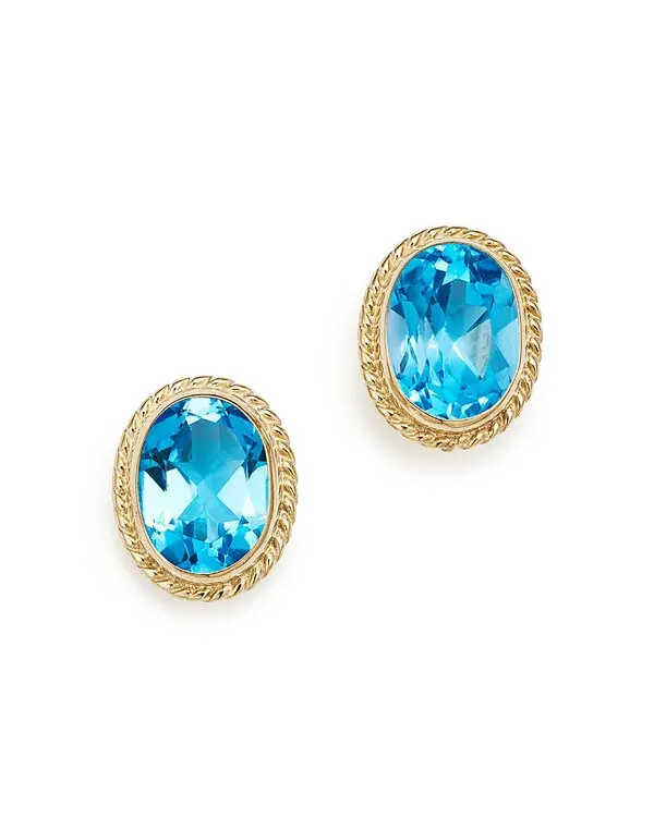 Bloomingdale'S Blue Topaz Oval Stud Earrings - Blue Topaz/gold