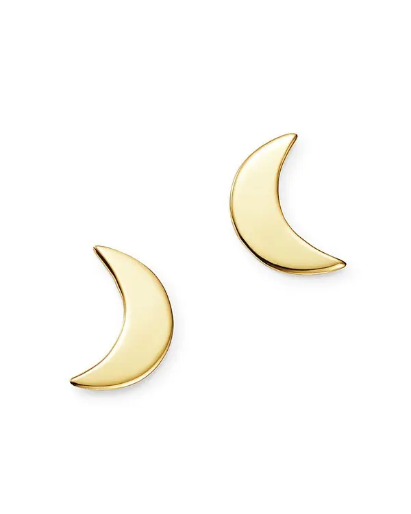 MOON & MEADOW Small Moon Stud Earrings - Gold
