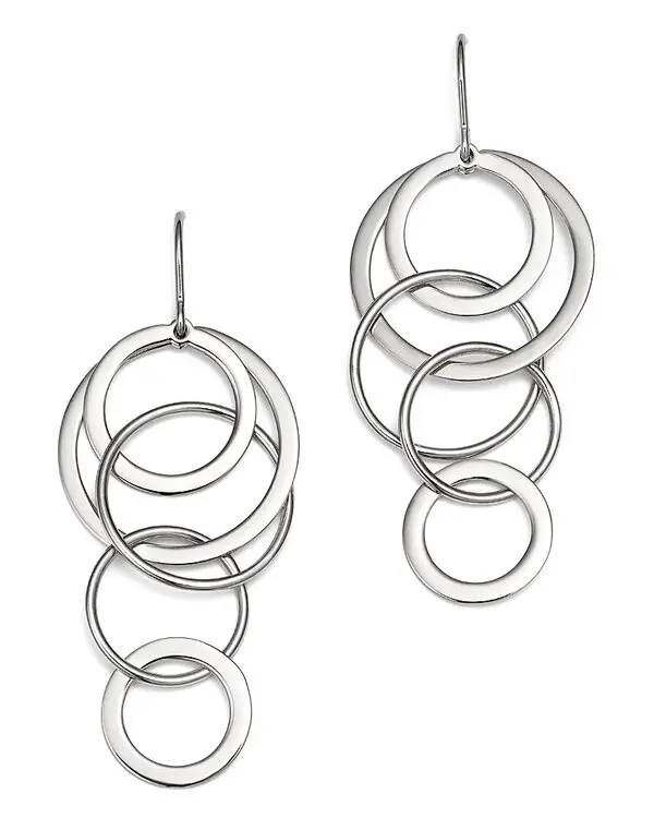 Aqua Sterling Cascading Circle Drop Earrings - Silver
